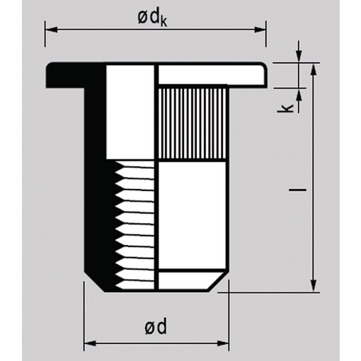 Dado per rivetti ciechi , Alluminio, testa piana | Berner®